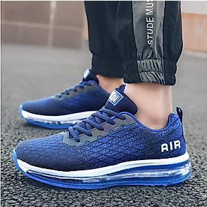 Azooken Mens Tennis Footwear Shoes Walking Casual Breathable Jogging Outdoor Sports Fitness Road Lightweight Trail Running Sneakers(8998 Blue 45)