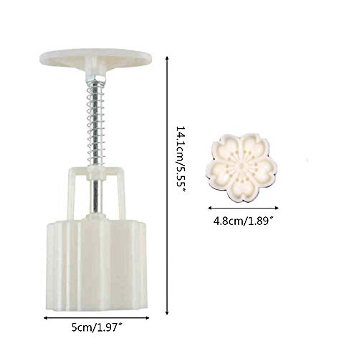 Ylskmu Moon Cake Mold Set 4pcs 50g Cookie Stamps, Cherry Blossom Floral Mid Autumn Festival DIY Hand Press Cookie Dessert Cutter Pastry Decoration Flower Impressions Tool Mooncake Maker (50g)