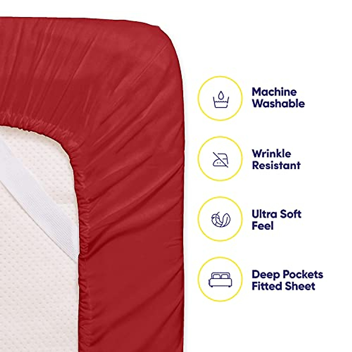 Queen Sheets Red - 6 Piece 1500 Supreme Collection Fine Brushed Microfiber Deep Pocket Queen Sheet Set Bedding - 2 Extra Pillow Cases, Great Value, Queen, Samba Red