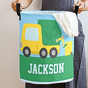 FELIZSTORE Laundry Basket with Name,Custom Recycling Garbage Truck Laundry Hamper,Collapsible Large Clothes Hamper Storage with Handle