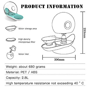 HappyCat Small Pets Water Dispenser Dogs Cats Gravity Waterer Feeder Bowl  Automatic Water Drinking Fountain for Small or Medium Size Dogs Cats (Green Snail)