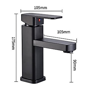 Bathroom Faucet hot and Cold Water Mixing Faucet countertop Installation Home Bathroom Basin Faucet Black Square washbasin Sink Bathtub Faucet