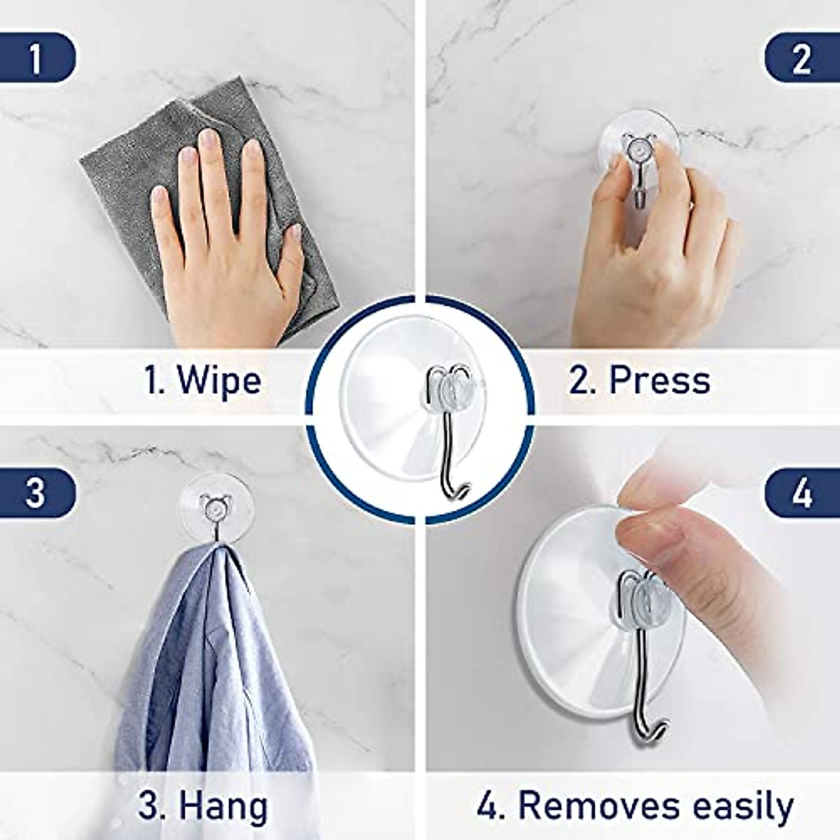 ASOFFI 4PCS Triangular No Drill Curtain Rod Brackets, Self Adhesive Curtain Rod Holder Hooks, Nail Free Adjustable Rod Hooks, Frosted Curtain Hangers for Bathroom Home and Restroom