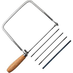 KAKURI Coping Saw Coping Frame and 5 Replacement Blades Set (Woodworking, Wood Board, Plastic, and Metal Cutting Blade)
