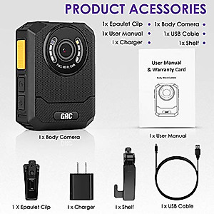 GRC 1440P Police Body Camera with Audio, 64GB Memory, Night Vision,2 Inch Display,Portable Waterproof Body Worn Camera,Premium Body Cam for Law Enforcement Recorder,Personal Use