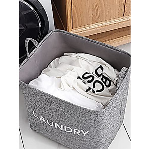 Laundry basket Household folding laundry basket clothing quilt storage basket bedside clothes bathroom laundry bag, Grey, 50*40*50 cm, BY-81