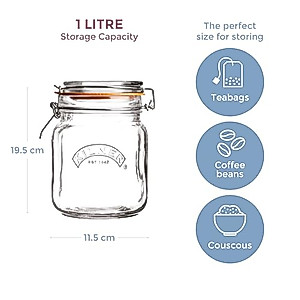 Kilner Square Swing Top Glass Jar | 1L