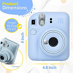 Fujifilm Instax Mini 12 Camera with Fujifilm Instant Mini Film (60 Sheets) Bundle with Deals Number One Accessories Including Carrying Case, Photo Album, Stickers (Clay White)