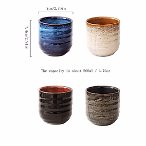 Lxuwbd Japanese style ceramic tea set, tea cup, coffee cup, yerba mate set, Ceramic mate cup set of 4 (Brown grey)