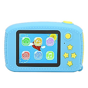 Kids Cartoon Camera, Front and Rear Dual Cameras Kids Camera Eco Friendly Multiple Fun Photo Frames ABS for Outdoor for 3‑10 Years Old Kids (Blue)