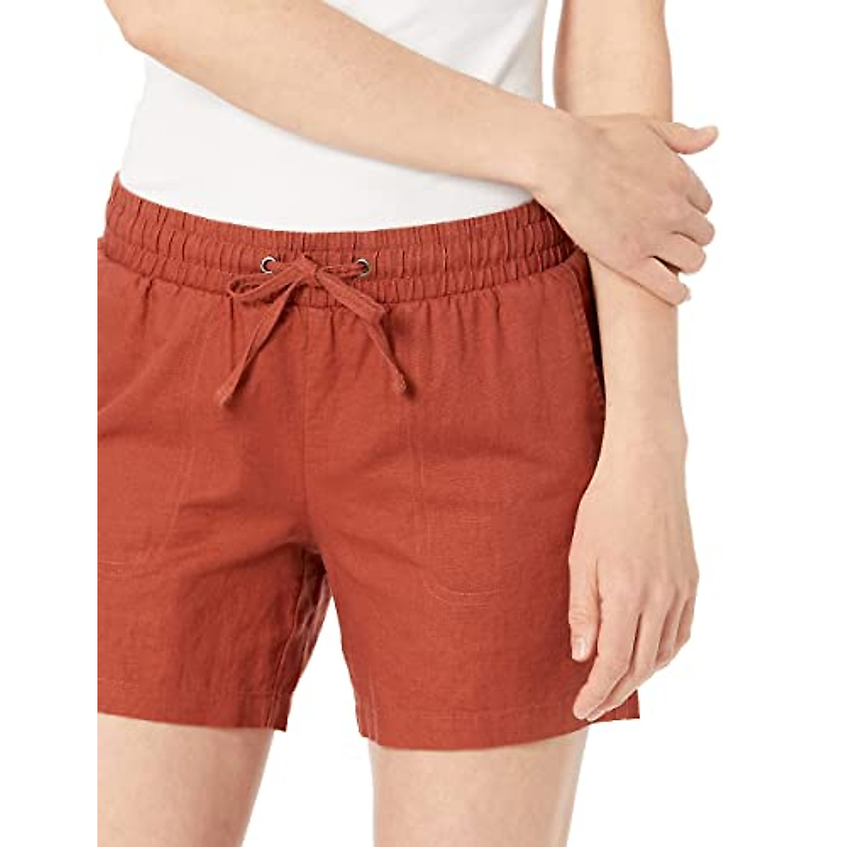 Amazon Essentials Women's 5" Inseam Drawstring Linen Blend Short (Available in Plus Size), Terracotta, 2X