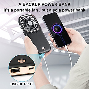 DAVID ROCCO Handheld Fan Mini Portable Fan, 2022 Upgrade Small Personal Fan with 3 Speeds Neck Fan Rechargeable Portable Fan, Good for Travel Home Office School Queue