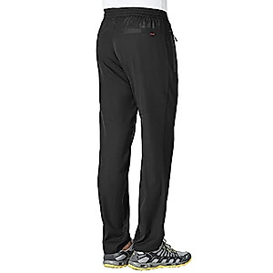 Rdruko Men's Casual Pants Lightweight Breathable Quick Dry Hiking Running Active Sports Trousers(Black, US L)