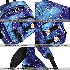 Laptop Backpacks 15.6 Inch College Backpack Elementary Middle High School Book Bag Cute Kids Bookbags Anti Theft Travel Back Pack Casual Daypack for Teens Girls Women Students (Galaxy Blue)