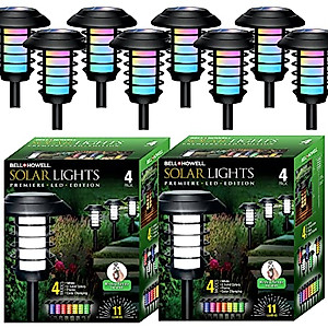 Bell+Howell Solar Pathway Lights Color Changing LED Solar Lights Outdoor, IP67 Waterproof Solar Path Lights, Solar Powered Garden Lights for Walkway, Yard, Backyard, Lawn or Landscape - 8 Packs