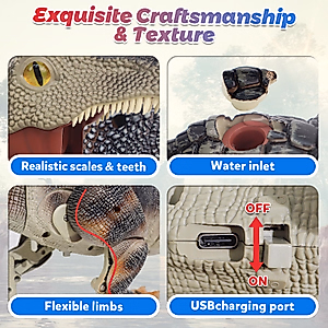 TALGIC- Remote Control Dinosaur Robot - Realistic Walking, Roaring, and Spraying Spinosaurus Toys - Light up and Shaking Head and Tail Robot Dinosaur for Kids Ages 3+