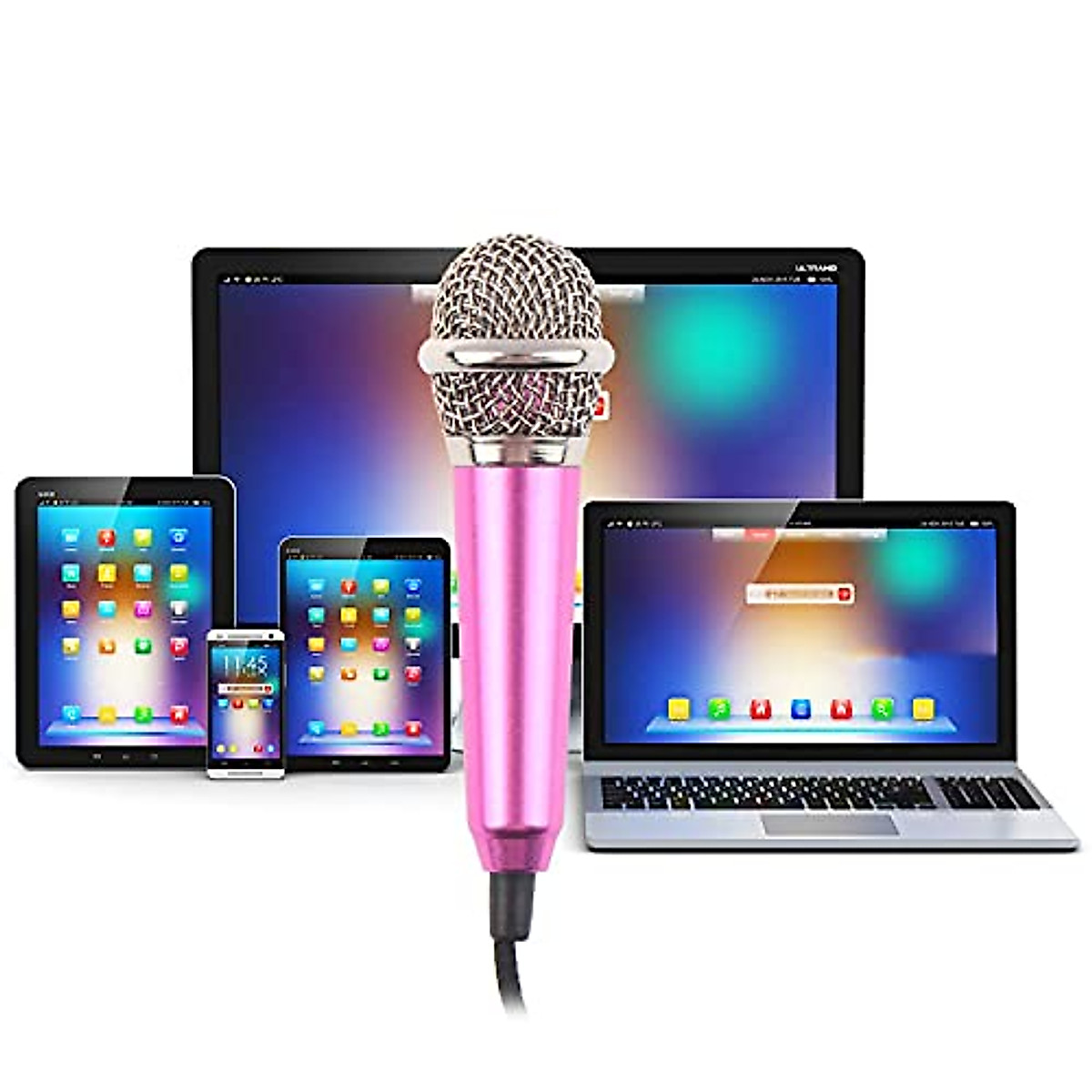 LOCOLO 4Pcs Mini Microphone with Omnidirectional Stereo Mic for Voice Recording, Portable Microphone Chatting and Singing Compatible with Smartphone