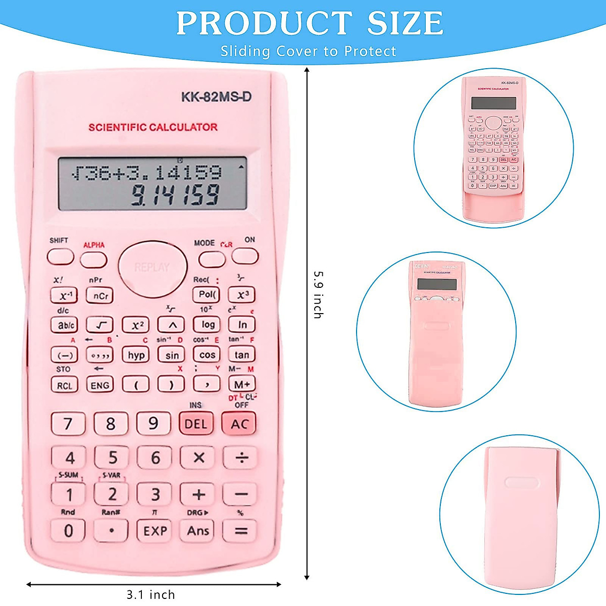 Dft Engineering Scientific Calculator, Suitable for School and Business Study Accessoires Supplies Calculator Scientific Citizen, Pink