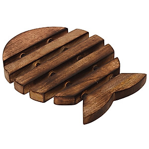 ETROVES 10 Inch Wooden Trivet Fish Shape for Hot Dishes Pot Pan Tea Pot Holders Modern Home Farmhouse Kitchen Counter Top Decor