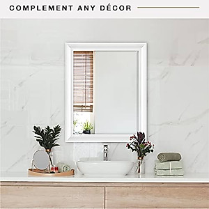 MCS Large Wall Mirror, Modern Rectangle Mirror Home Decor for Living Room, Bedroom, or Bathroom, 26.5 by 32.5 Inch, White