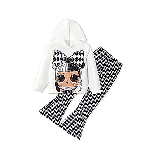 L.O.L. Surprise! Girls Clothes Hoodie and Pant Long Sleeve Stars Print Sweatshirt Leggings Girls Outfits Sets 2Pcs White 7-8 Years