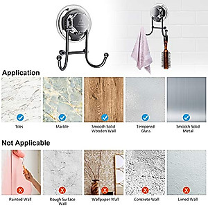U&A Antilope Powerful Vacuum Suction Cup Hooks for Shower,Kitchen&Bathroom,Stainless Steel Shower Hanger for Loofah,Towel (2pcs)