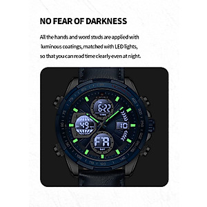 AIMES Men Military Digital Watches Stylish Casual Analog Quartz Waterproof Watch Sport Multifunction Leather Wristwatch Business Dress Wrist Watch for Men