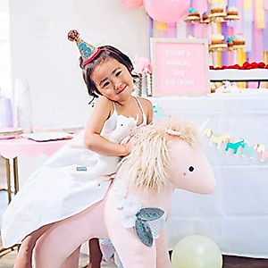 Baby's Cone Hat for 3rd Birthday Celebration - Colored Fur Balls Glitter Crown Cap with Handmade Details for Girls/Boys