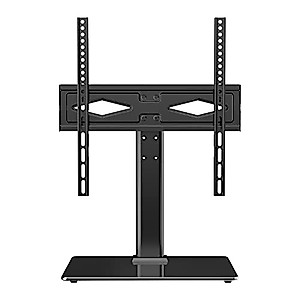 VEVOR TV Stand Mount, Swivel Universal TV Stand for 32-55 inch TV Screen up to 90lb, Height Adjustable Portable Floor TV Stand with Tempered Glass Base for Bedroom, Living Room, Max VESA 400x400mm