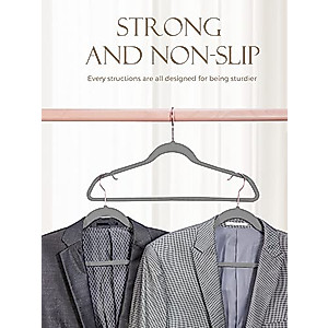 Jersow Velvet Hangers 50 Pack, Non-Slip Velvet Hangers with 360 Degree Swivel Hook, Space Saving Felt Hangers Heavy Duty Enough for Suit Hangers, Coat Hangers, Dress Hangers, Skirt Hangers (Grey)
