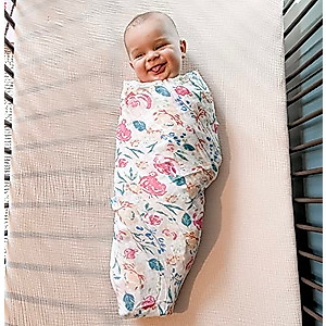 Muslin Swaddle Baby Blankets for Boys and Girls (Pack of 5), Newborn Baby Swaddles Receiving Blankets for 0-3 Months, Baby Essentials Gifts, Haus and Kinder Floral print Cotton Muslin Swaddle Blankets