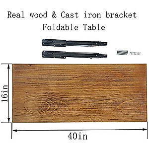 (40" Lx16 W) Industrial Rustic Folding Wall Mounted Workbench Drop Leaf Table, Dining Table Desk, Pine Wood Wall Mounted Bar Tables,Workbench,Study Table,Collapsible Butcher Block Solid Wood Table