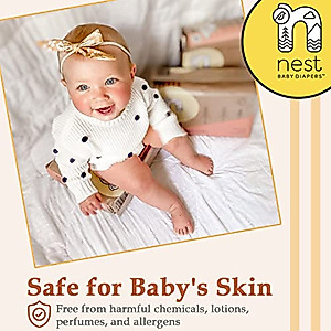 Nest Baby Diapers, Size 1, 7-13 lbs. (28 Count) Disposable Premium Diapers for Newborn Babies, Gentle Plant-Based Materials, Fragrance-Free