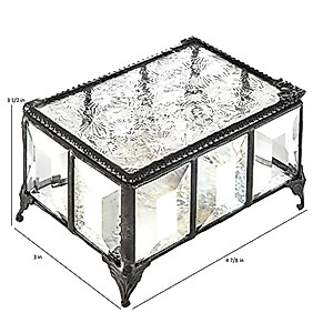 Beveled Glass Box Jewelry Chest Decorative Trinket Keepsake Display Crystal Clear Florentine Stained Glass Gift J Devlin Box 762