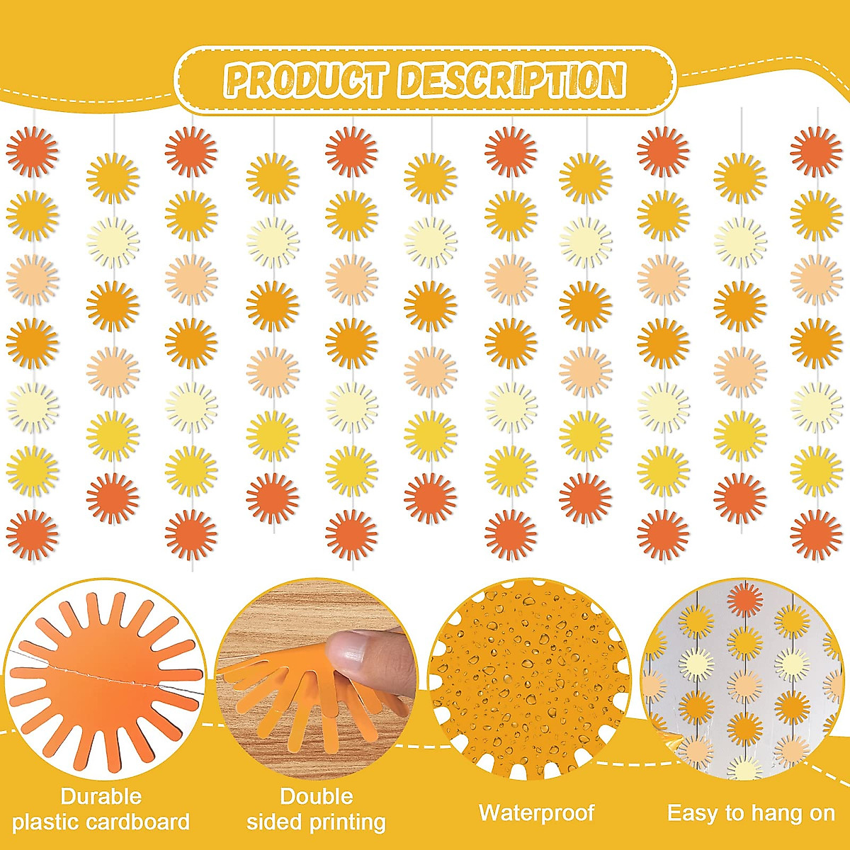 12 Pcs Boho Sun Banners First Trip Around The Sun Party Decorations Muted Sun Garland Kit Hippie Hanging Swirl for Aesthetic Indoor Outdoor 1st Birthday Baby Shower Wedding Favor Party Supplies Decor