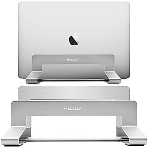 Macally Vertical Laptop Stand for Desk | Laptop Holder Vertical | MacBook Stand (Pro/Air) Save Space and Improve Airflow with Closed Adjustable Laptop Dock Stand