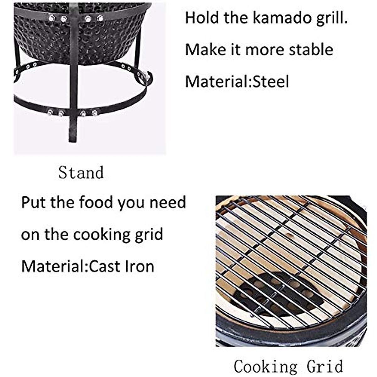 RJMOLU Outdoor BBQ Grill 13" Ceramic Egg Shaped Smoker Barbecue Stove Ceramic Barbecue for Picnic Garden Terrace Camping Travel