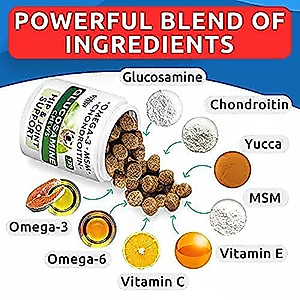 Glucosamine Dog Treats + Grass Treatment for Dog Urine Bundle - Hip Support and Joint Pain Relief Supplement w/ Chondroitin, MSM, Omega-3 + Pee Lawn Repair w Probiotics - Dog Urine Neutralizer