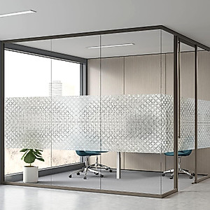 Qualsen Window Privacy Film, 3D Visual Appeal Frosted Glass Window Film, Static Clings UV Blocking Removable Window Clings for Home Office, Decorative Window Vinyl 17.4×78.7inch