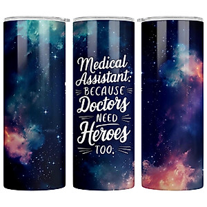 Casitika Certified Medical Assistant Gifts For Women. 20 Oz Medical Assistant Tumbler For Appreciation Week Or Graduation. Because Doctors Need Heroes Too. (Space)
