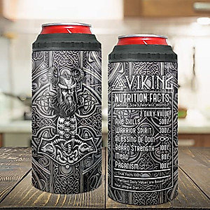 winorax Viking 4-in-1 Tumbler Can Cooler Vikings Celtic Slim Can Holder 16oz Tumblers Stainless Steel Insulated with Lid