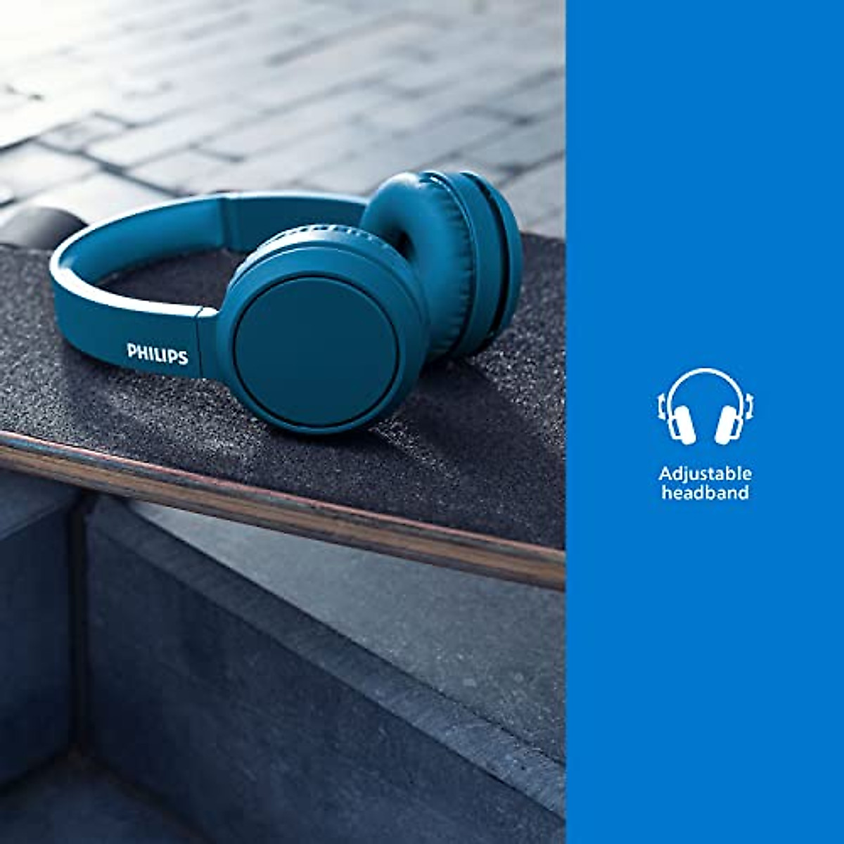 Philips H4205 On-Ear Wireless Headphones with 32mm Drivers and BASS Boost on-Demand, Blue