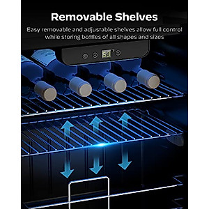 Silonn 16 Bottle Wine Cooler/Cabinet Beverage Refrigerator,Small Mini Wine Cellar for Red,White,Champagne or Sparkling Wine,40f-61f Digital Temperature Control Wine Fridge Glass Door