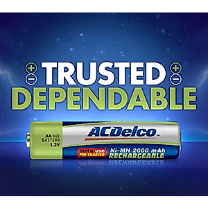 ACDelco 2-Hour Fast Battery Charger Includes AA Rechargeable Batteries and Car Adapter, 4 Count