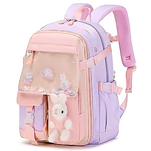 nine-tailed fox Bunny Backpack for Girls,Cute Backpack Little Girl Kindergarten Preschool Elementary School Bookbag Set (Only Backpack Purple)