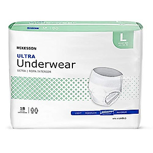 McKesson Ultra Underwear, Incontinence, Heavy Absorbency, Large, 18 Count