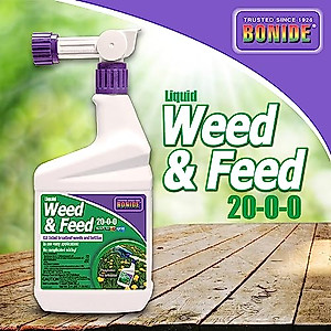 Bonide Liquid Weed & Feed 20-0-0, 32 oz Ready-to-Spray Weed Control and Fertilizer for Outdoor Lawn & Garden Use