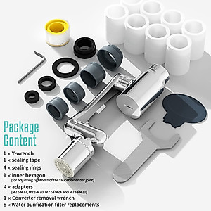 1440° Rotating Faucet Extender Aerator with Eight Water Purification Filter Replacement, Universal Splash Filter Faucet with Two Water Outlet Modes, Foldable Faucet Extender for Daily Washing