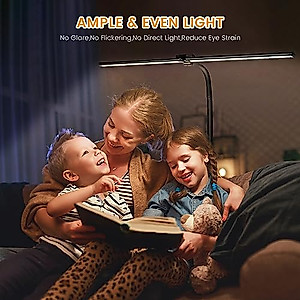 StarMoitic LED Desk Lamp for Home Office - Dual Swing Arm Eye-Caring Architect Task Lamp, 24W Adjustable Flexible Gooseneck Clamp Light, Infinitely Dimmable Modern Desk Lamp for Work/Study