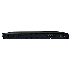 Tripp Lite 1.4kW Single-Phase ATS / Switched PDU with LX Platform Interface, 120V outlets (8 5-15R), 2 5-15P 120V 12ft Inputs, 1U Rack-Mount, TAA, 2 Year Warranty (PDUMH15ATNET ) Black